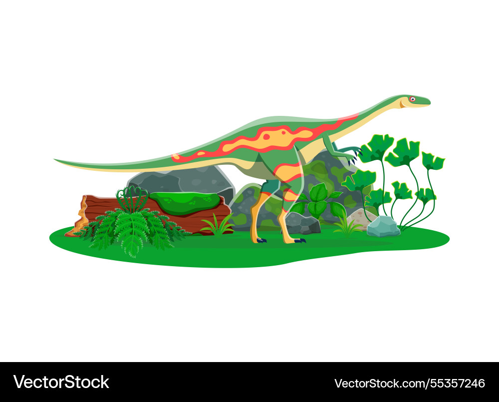 Cartoon elaphrosaurus dinosaur cute character Vector Image