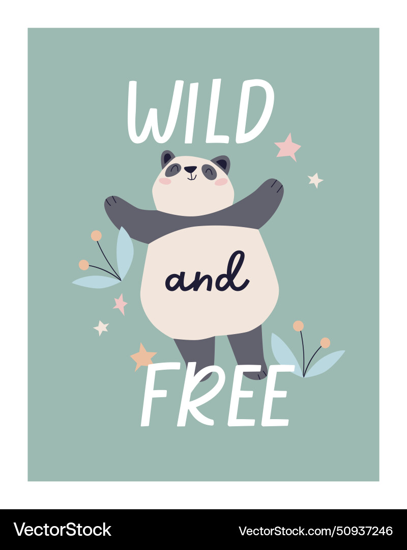 Cute panda card design in scandinavian Royalty Free Vector