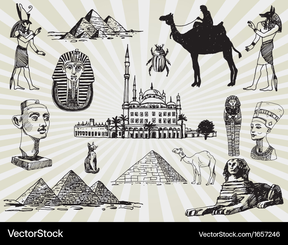 Doodle Egypt Travel Vector Images (over 440)
