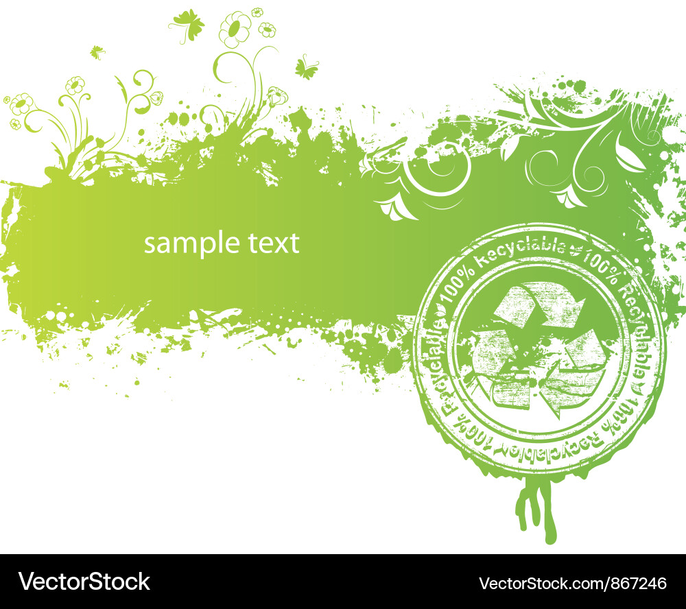 Green background with stamp Royalty Free Vector Image