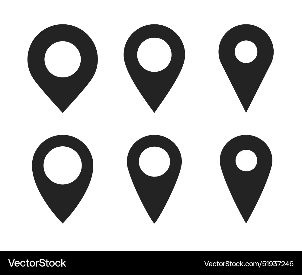 Location pin icon and set Royalty Free Vector Image