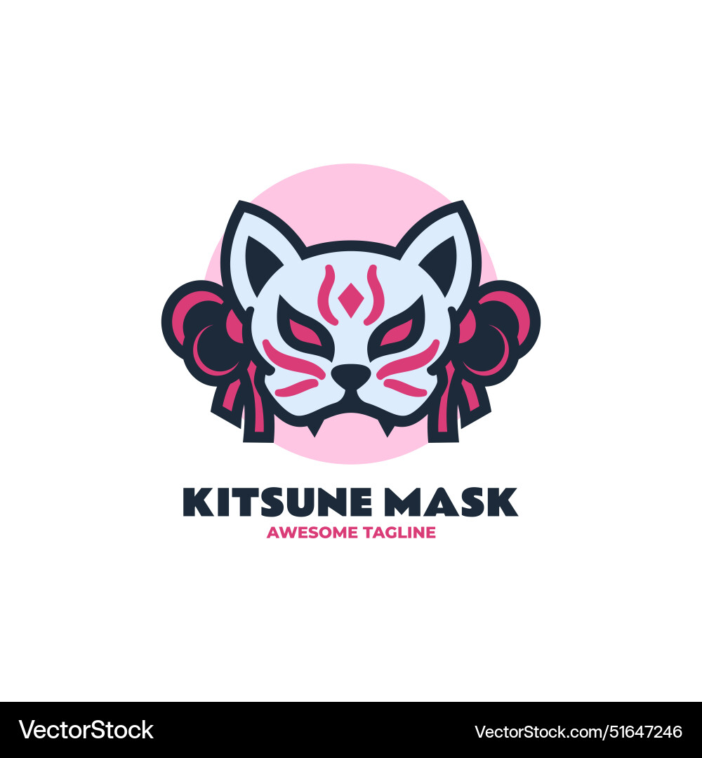 Logo kitsune mask simple mascot style Royalty Free Vector