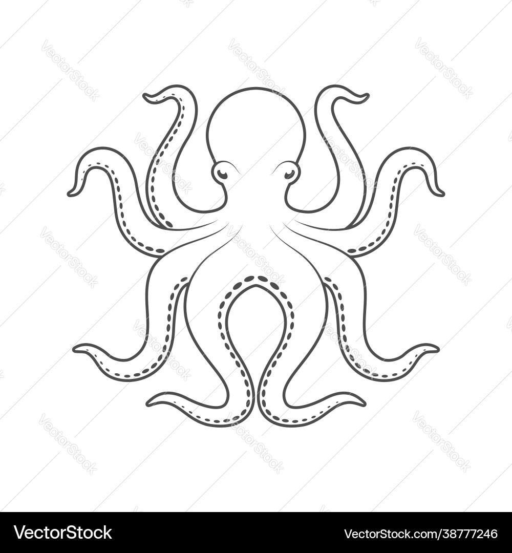 Octopus line Royalty Free Vector Image - VectorStock