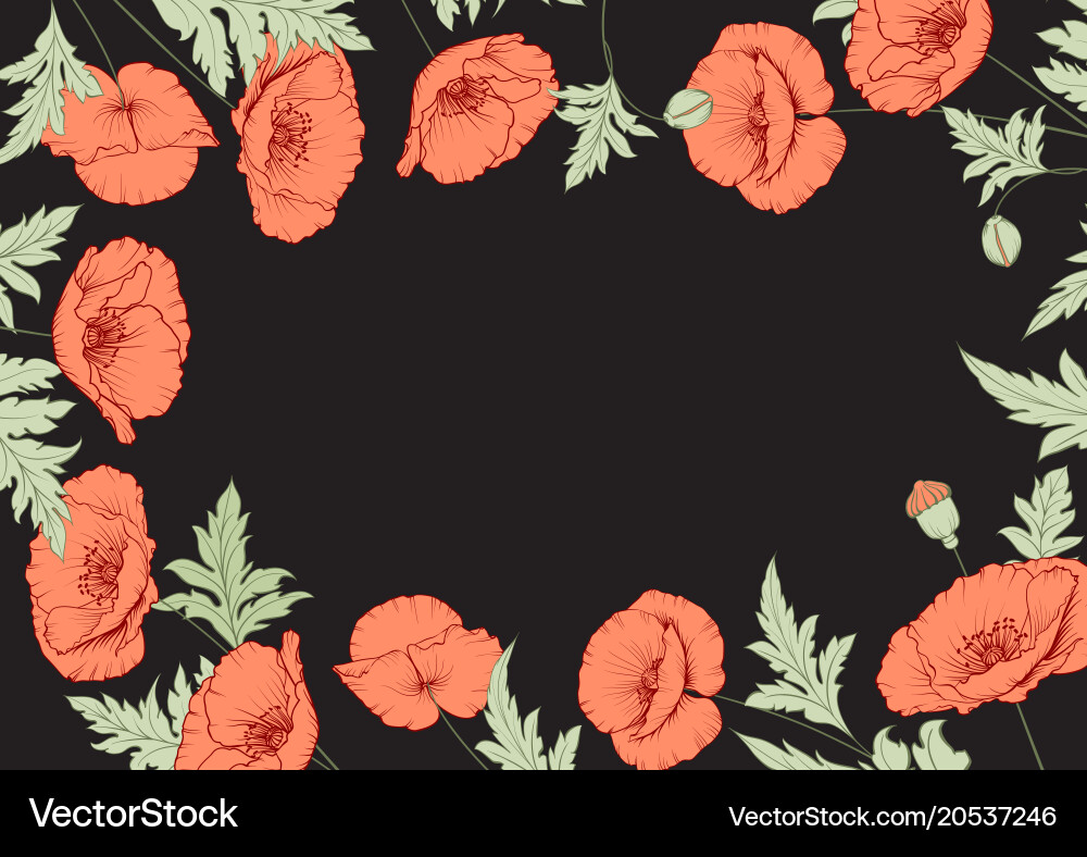 Poppy Wreath Royalty Free Vector Image - VectorStock