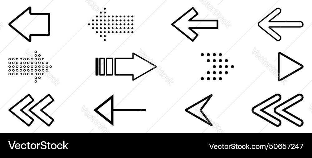 Arrow icon set collection of outline modern Vector Image
