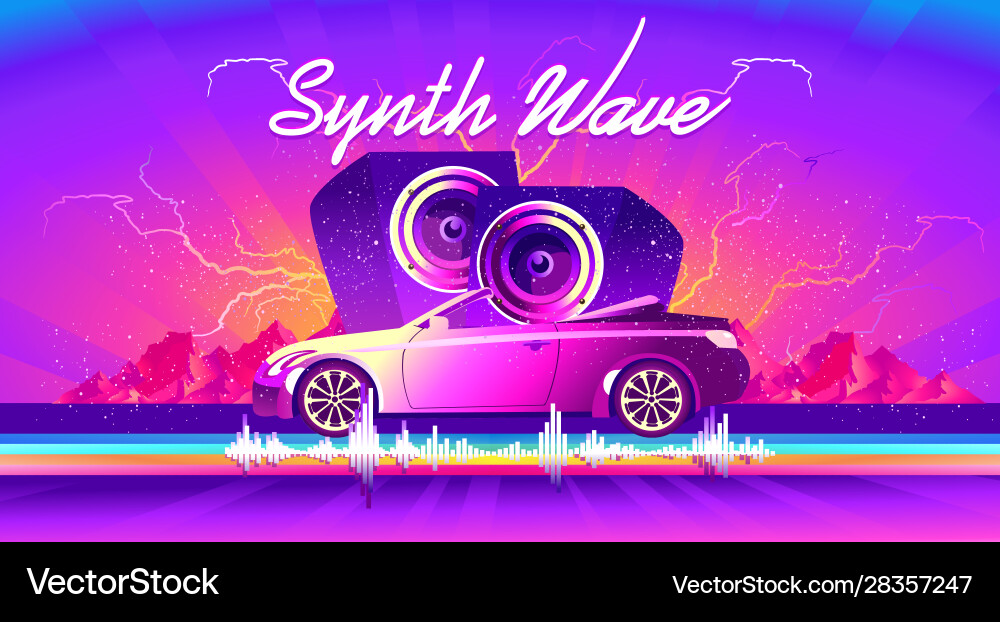 Car audio sound wave banner Royalty Free Vector Image