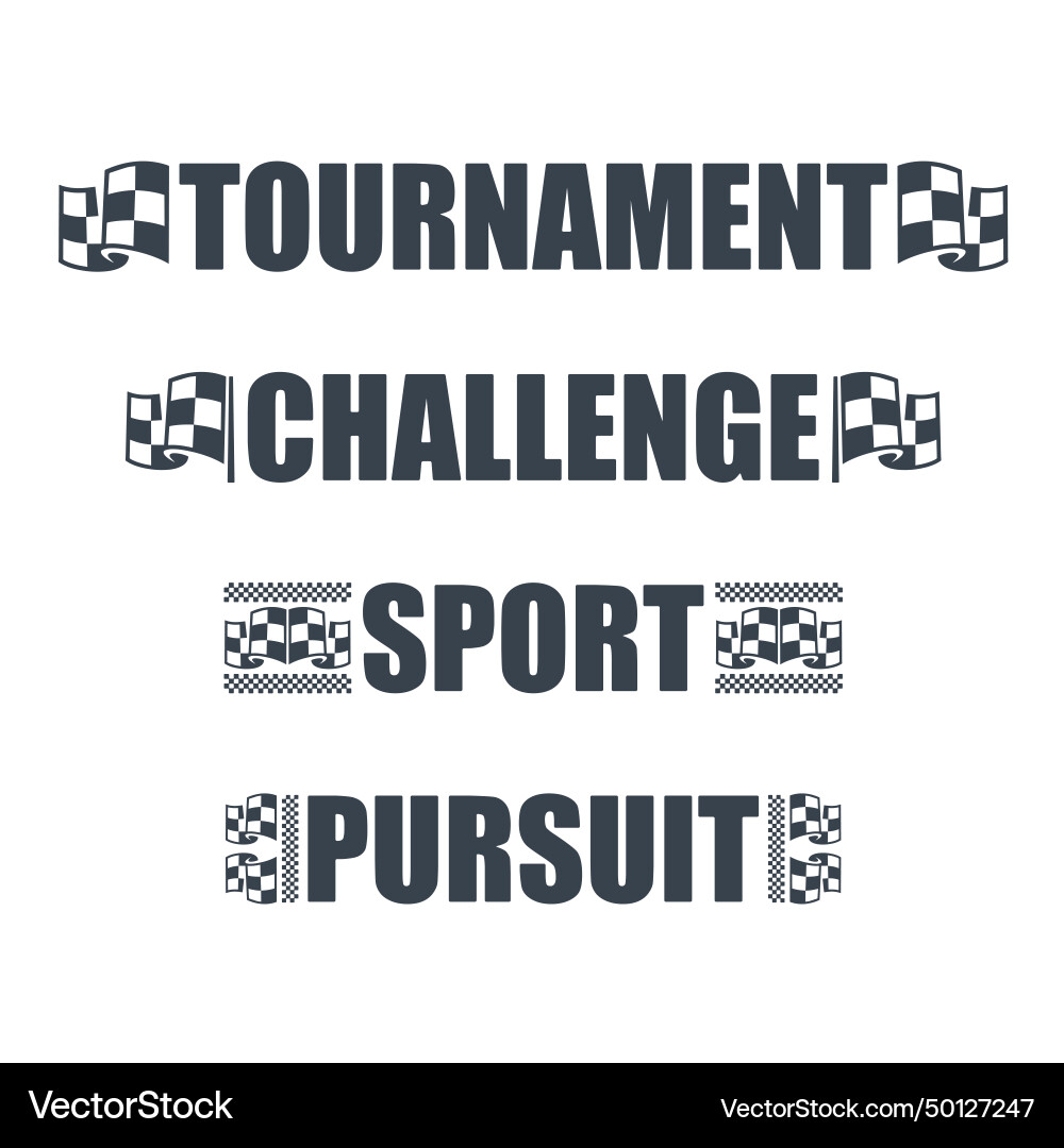 Checkered flag sport racing text Royalty Free Vector Image