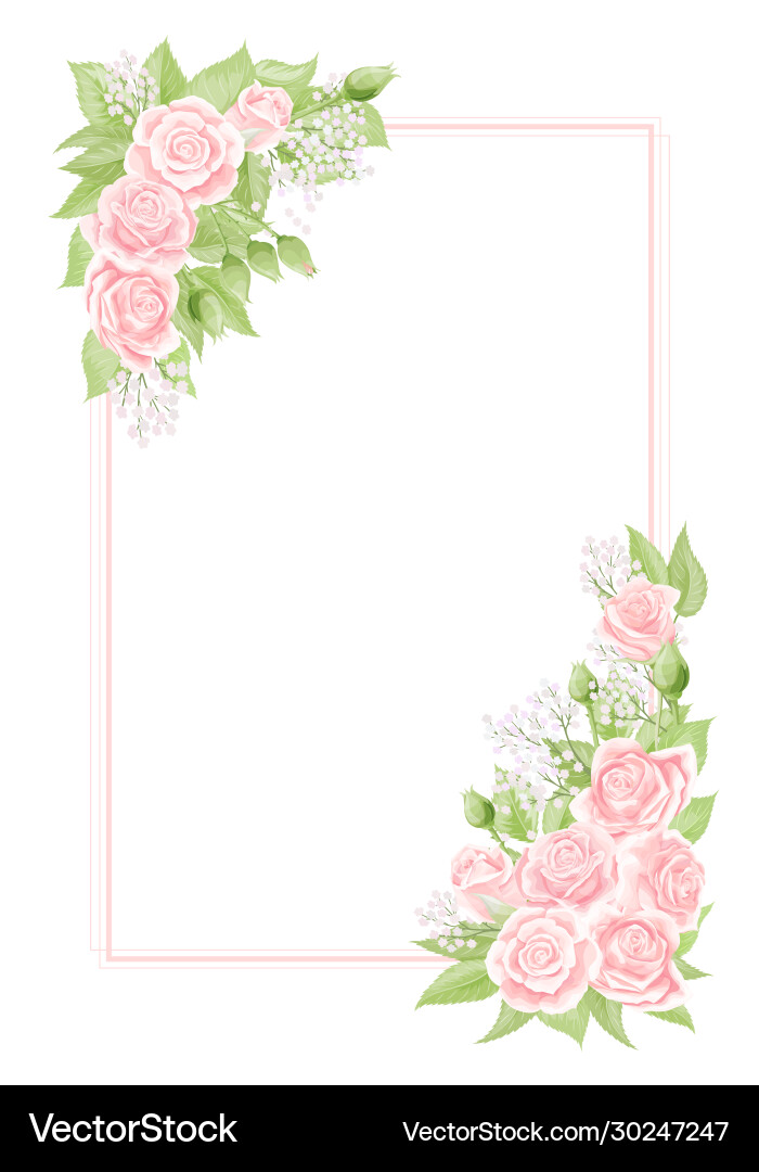 Elegant Pink Rose Frame Royalty Free Vector Image