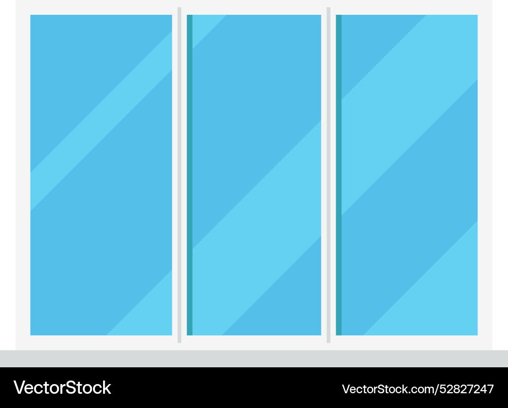 Glass window building facade element wide frame Vector Image