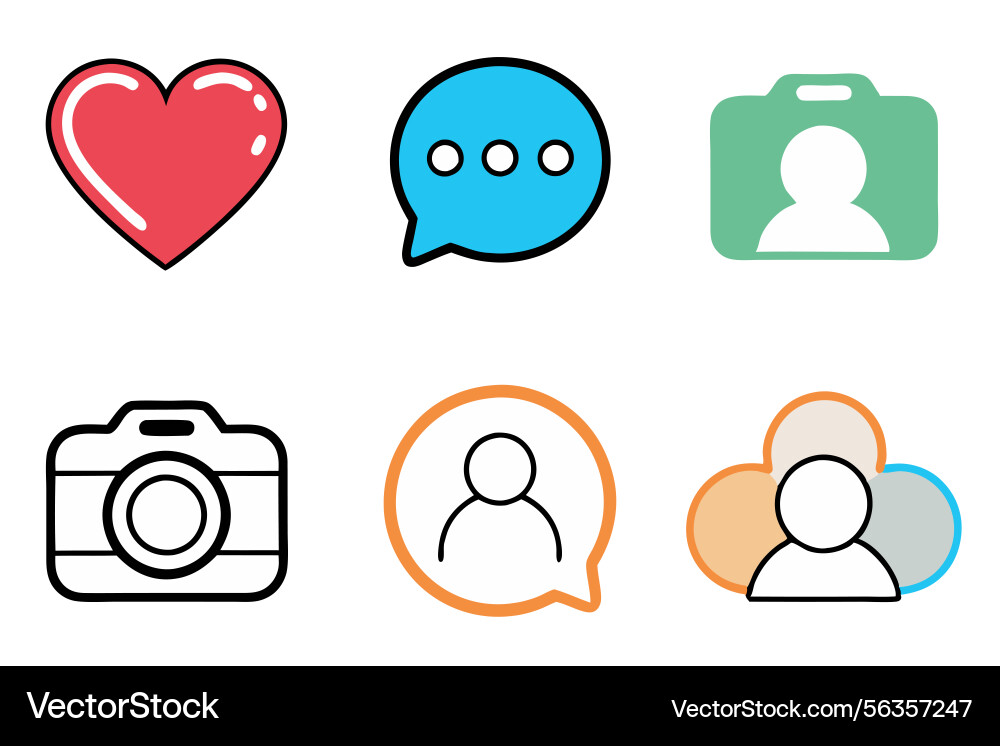 Social media network icons collection featuring Vector Image