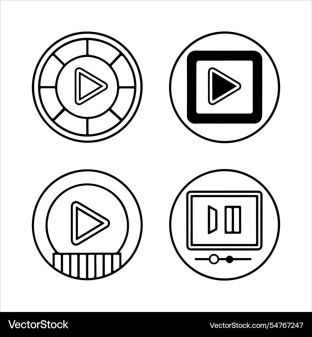 Video play icons editable eps 10 set Royalty Free Vector