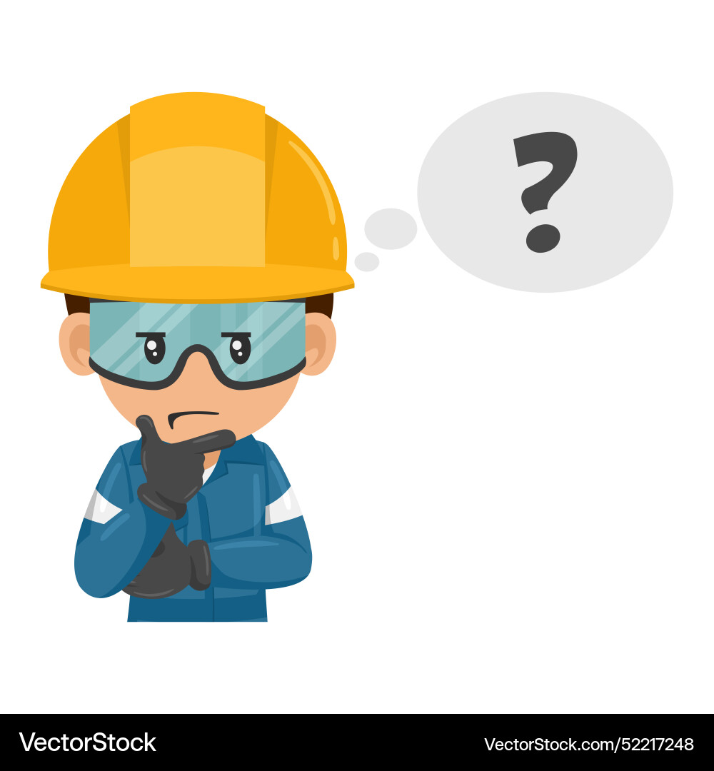 Engineer thinking and expressing doubt in a new Vector Image