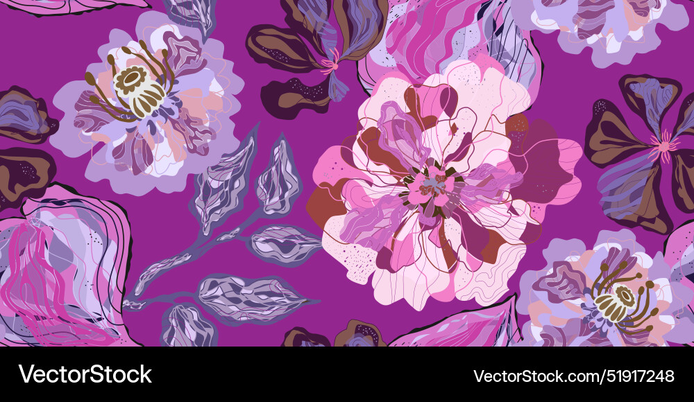 Fantasy stylized blooming floral pattern Vector Image