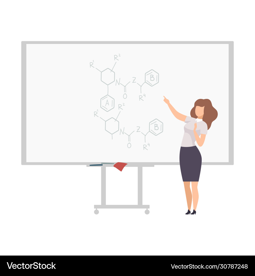 Female Physics Teacher Explaining Lesson Vector Image