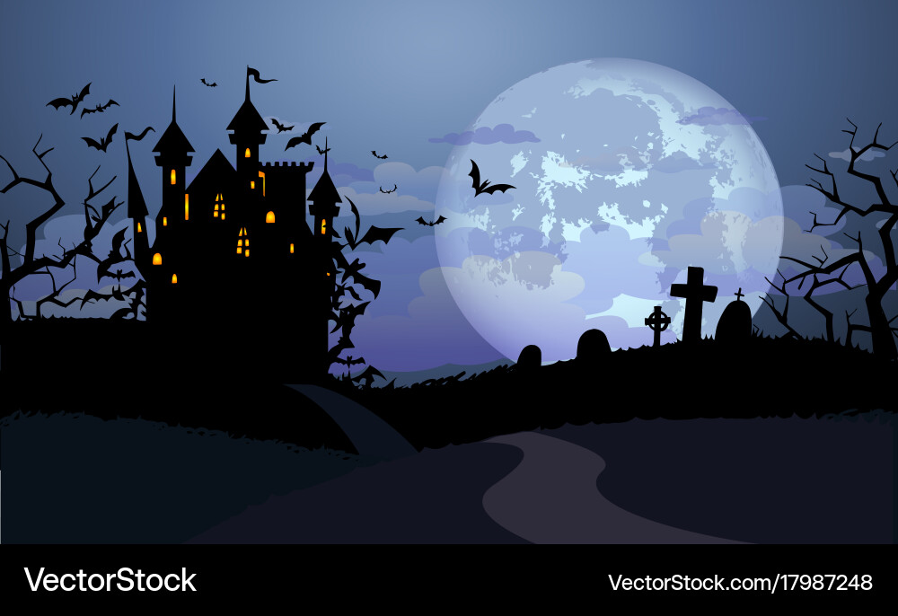 Halloween background with dracula castle Vector Image