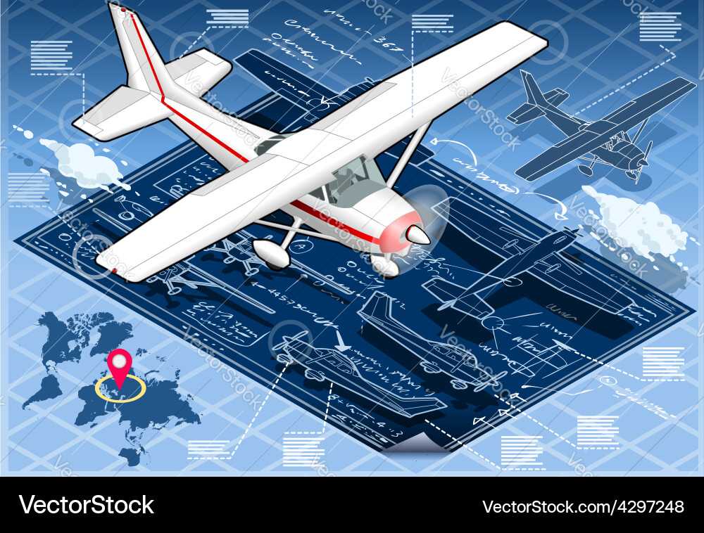 Isometric Airplane Blueprint Royalty Free Vector Image