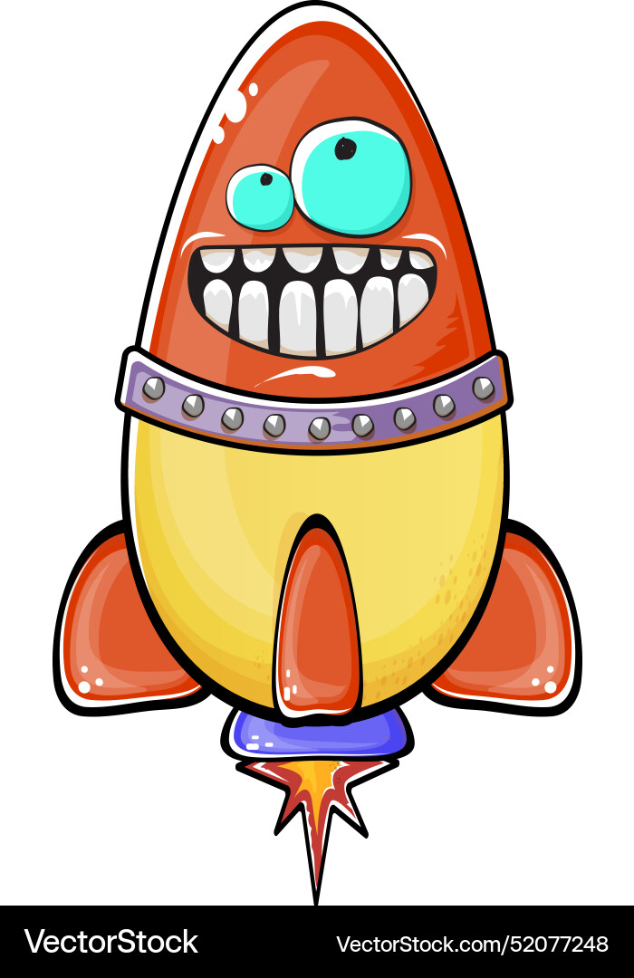 Rocket spaceship character cartoon space Vector Image