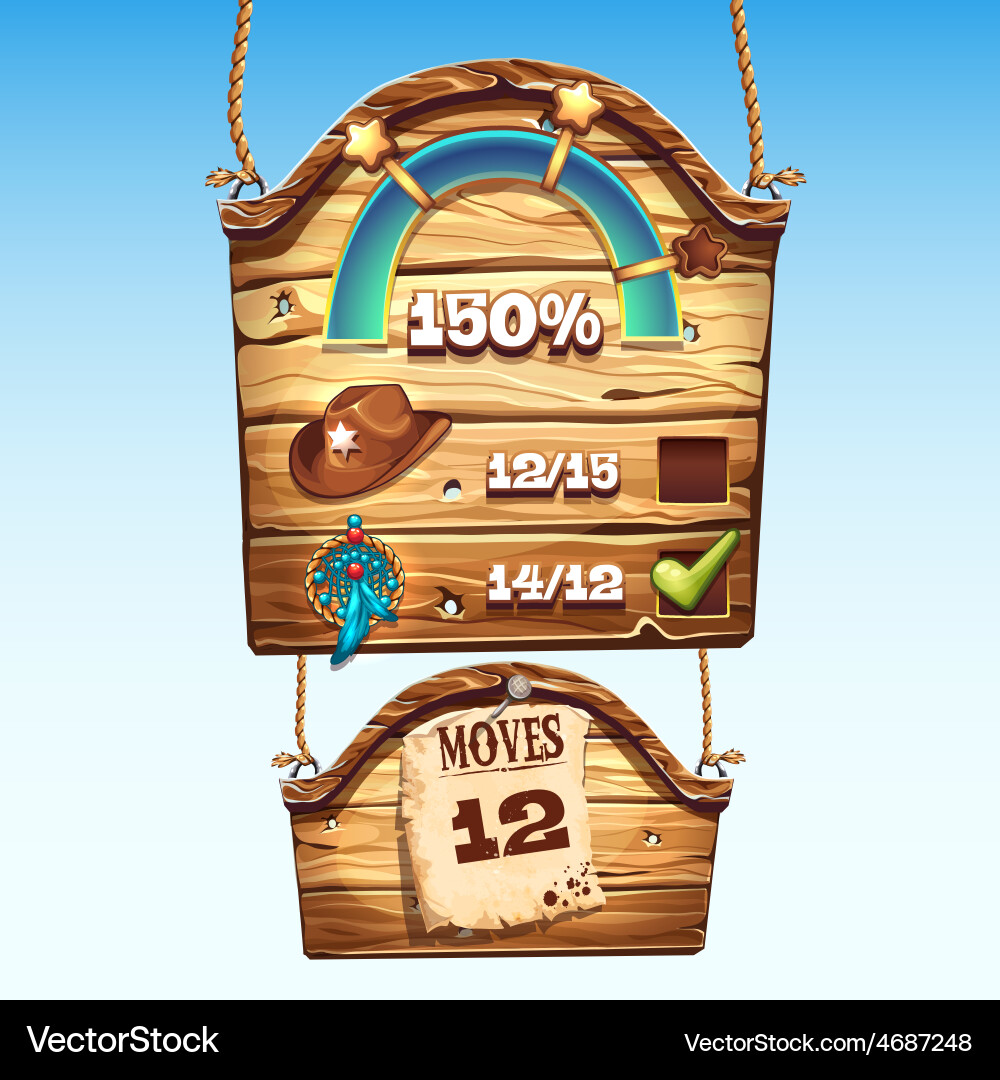 Set of wooden boxes to the user interface Vector Image