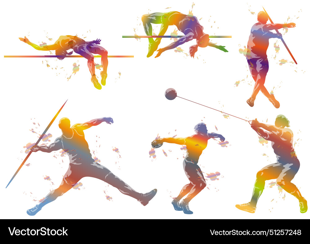 Track and field athletes silhouette set Royalty Free Vector