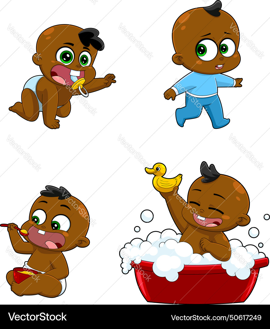 African american babies cartoon characters Vector Image