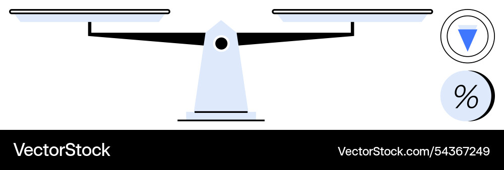 Balanced scale with percentage symbol and downward