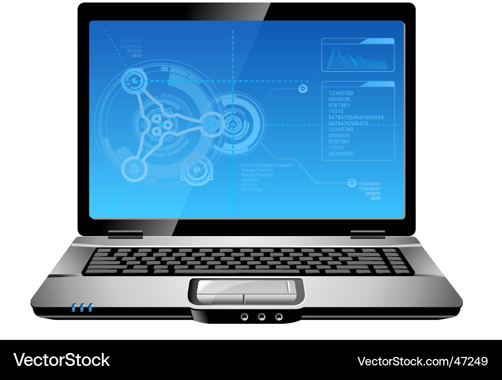 Blue laptop Royalty Free Vector Image - VectorStock