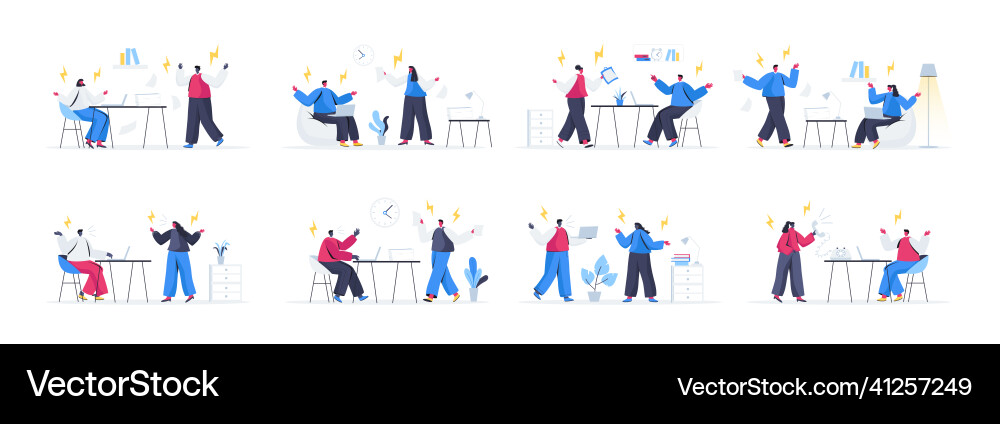 Bundle of people confrontation scenes conflict Vector Image