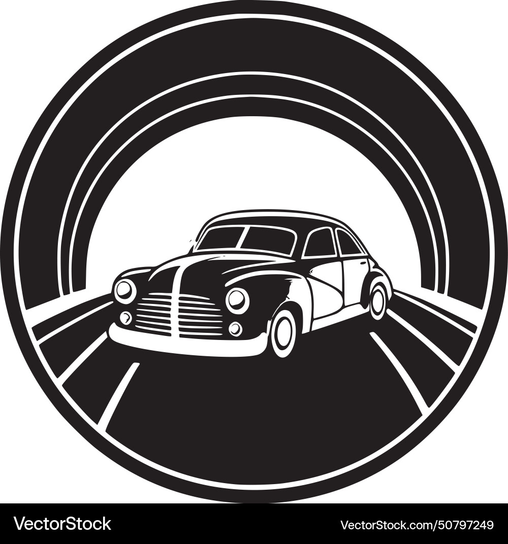 Car coaster - black and white Royalty Free Vector Image