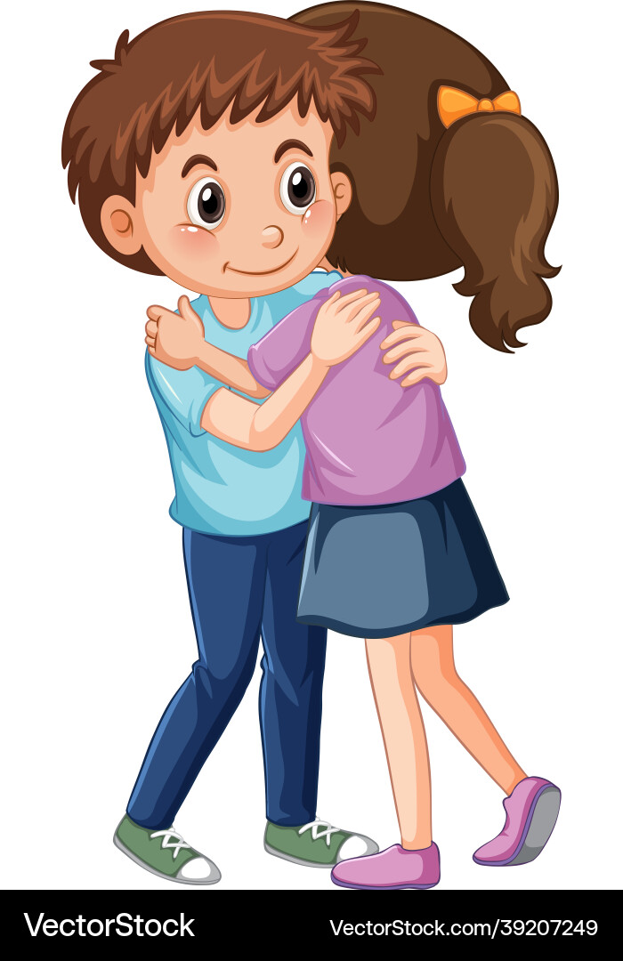 Children Hugging - Friendship Scene Royalty Free Vector