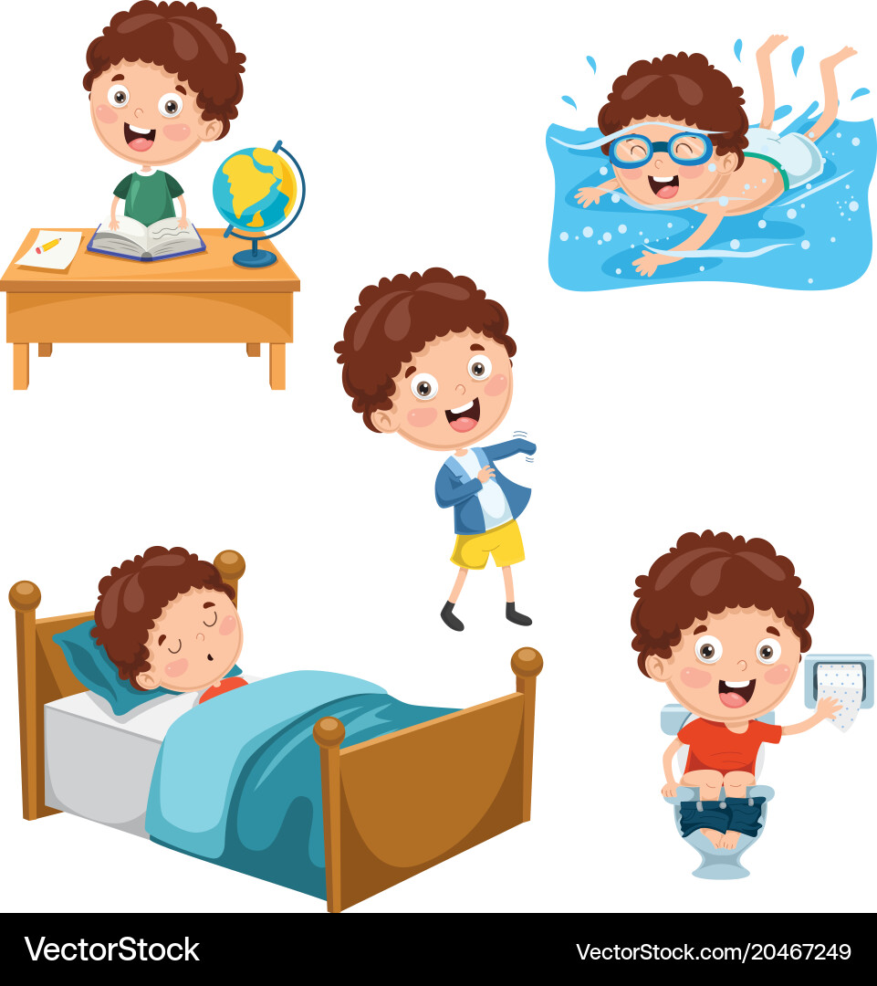 Children's Daily Activities Royalty Free Vector Image