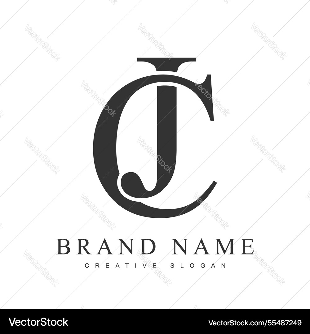 Cj trendy logotype template initial letter c Vector Image