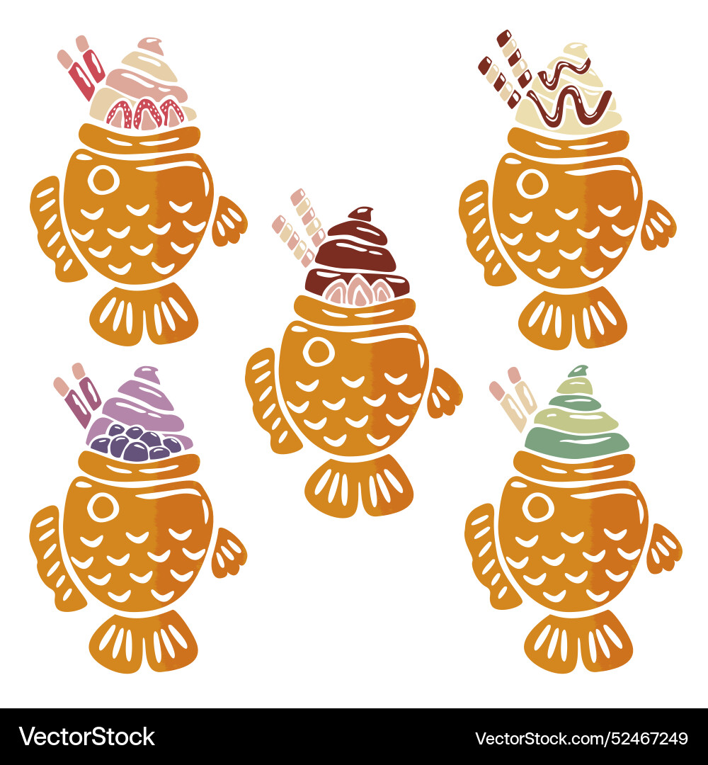 Hand drawn taiyaki Royalty Free Vector Image - VectorStock