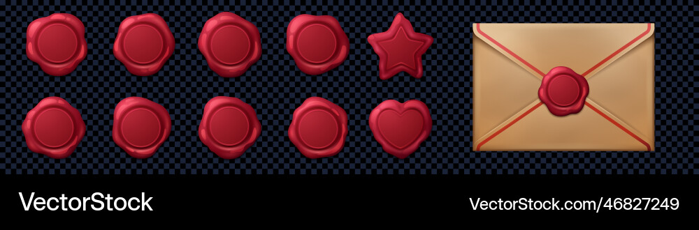 Old mail letter with red wax seal Royalty Free Vector Image