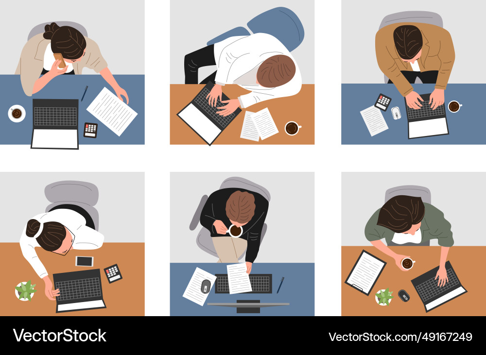 People top view managers office business Vector Image