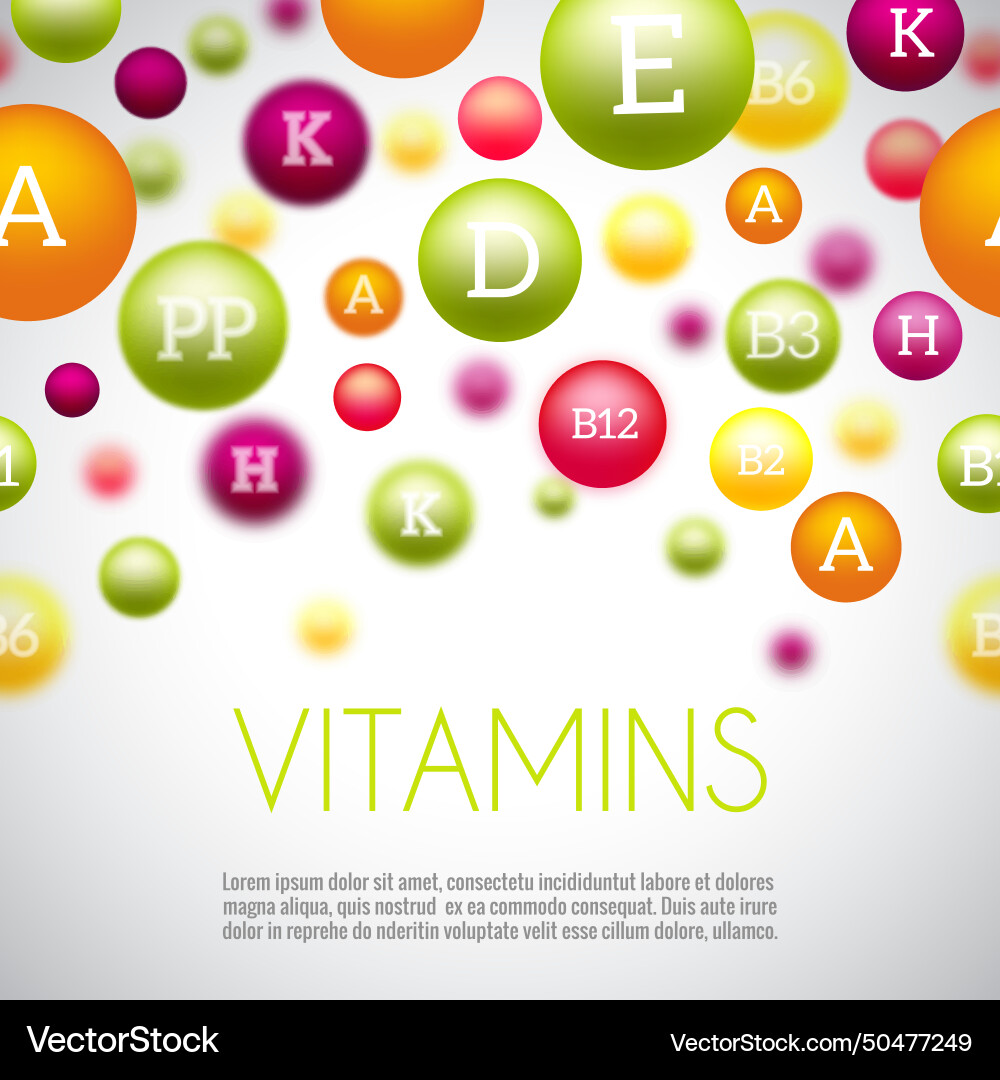 Vitamins and minerals background Royalty Free Vector Image