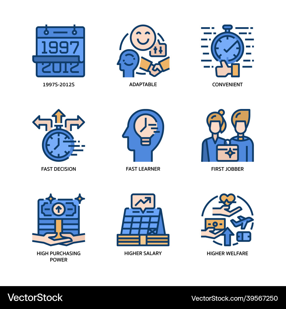Generation z icons set Royalty Free Vector Image