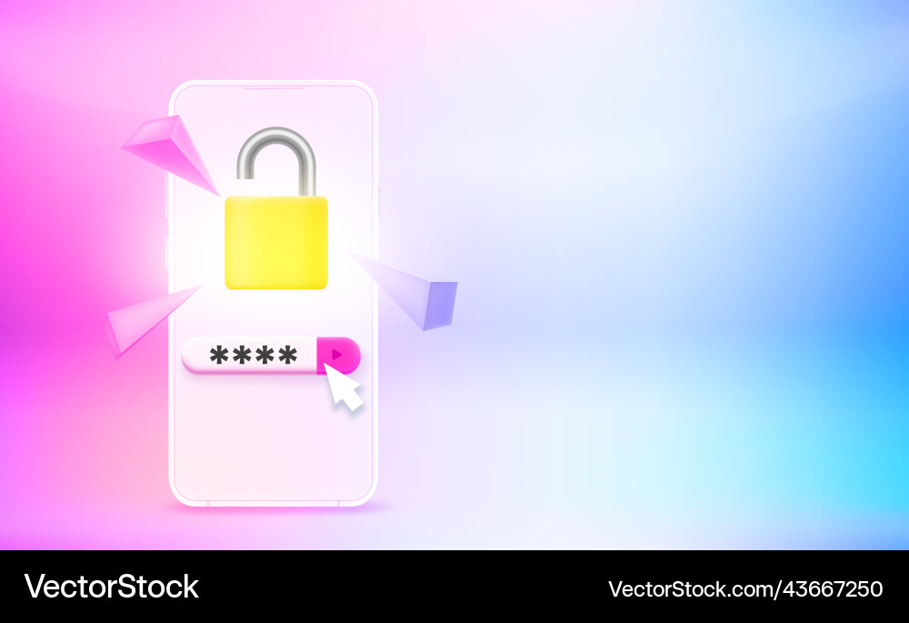 Inputting pincode to unlock the smartphone 3d Vector Image