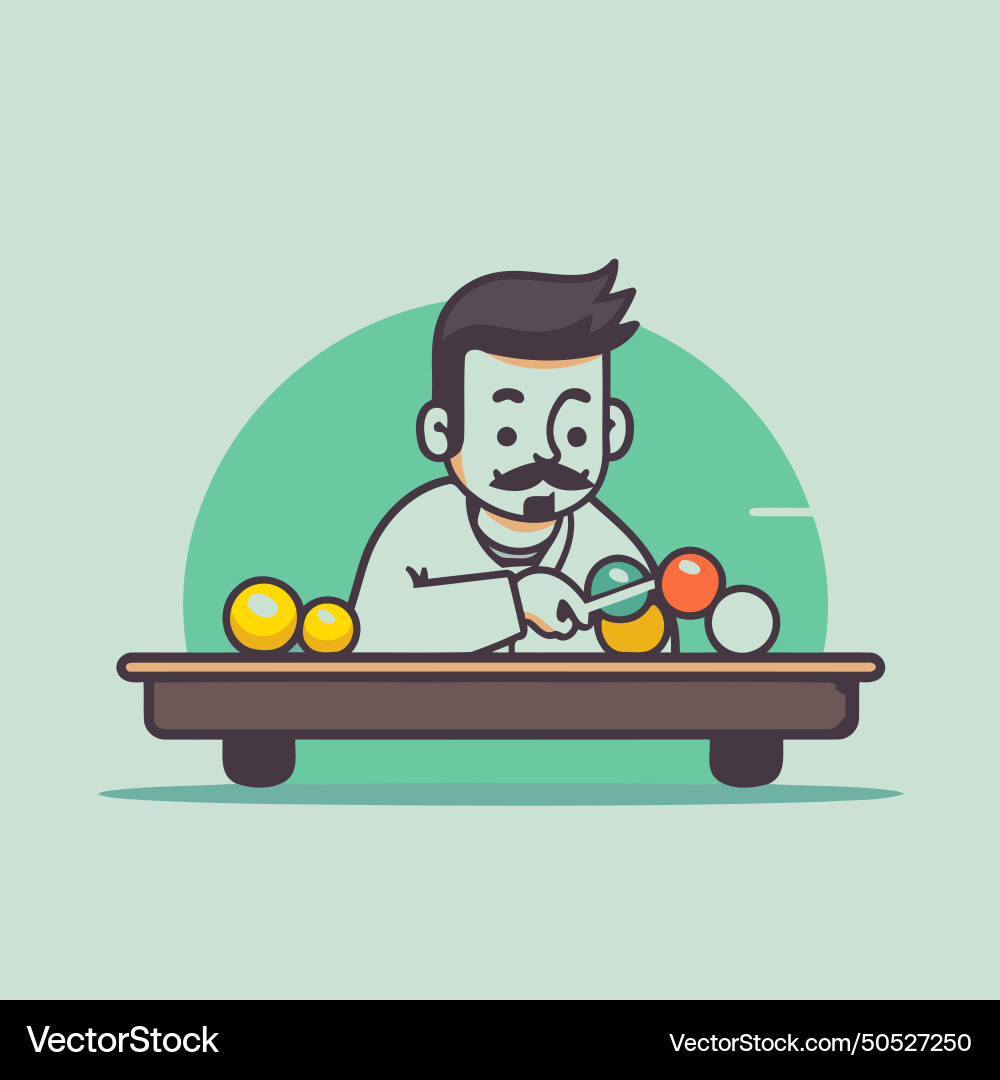 Man playing billiards in flat cartoon style Vector Image