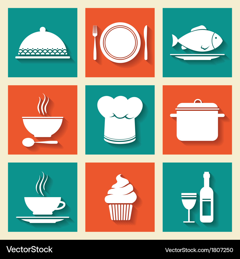 Restaurant cafe icons set Royalty Free Vector Image