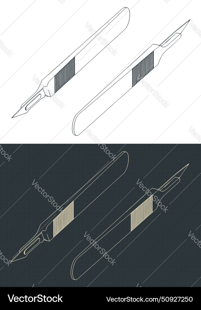 Scalpel isometric blueprints Royalty Free Vector Image