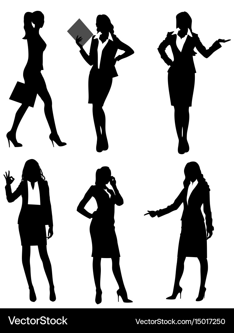 Six businesswomen silhouette Royalty Free Vector Image