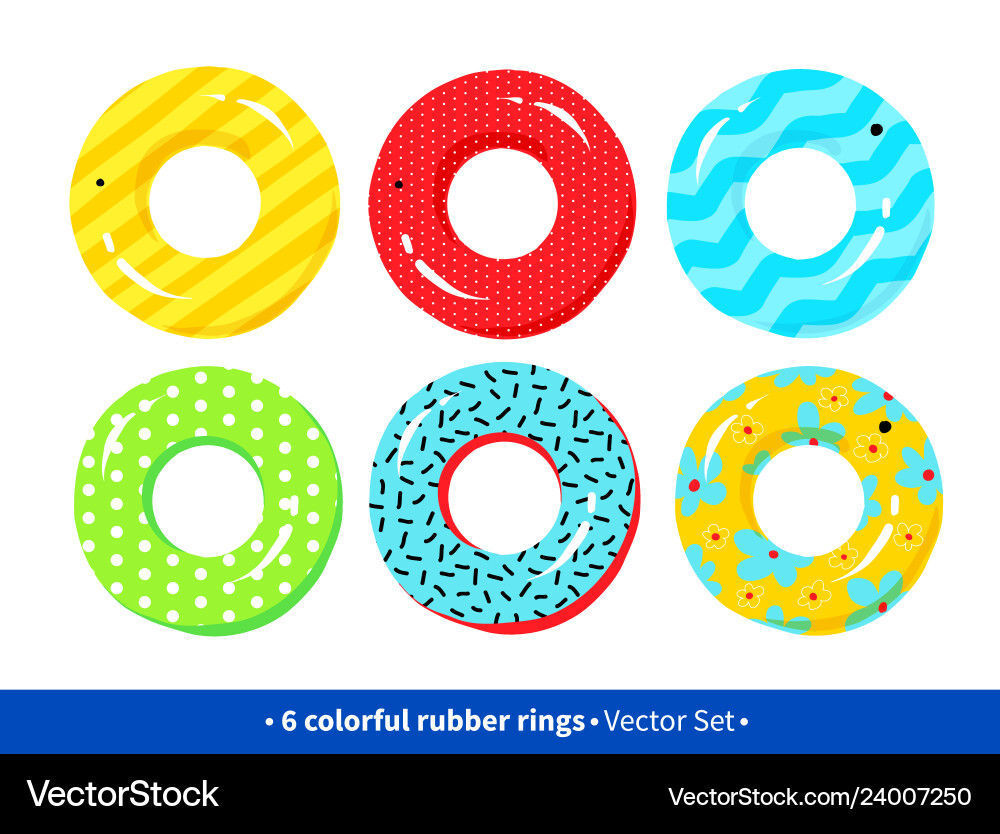 Top view collection of rubber rings Royalty Free Vector