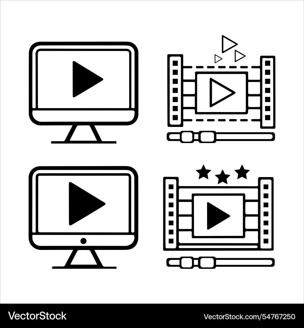 Video play icons editable eps 10 set Royalty Free Vector