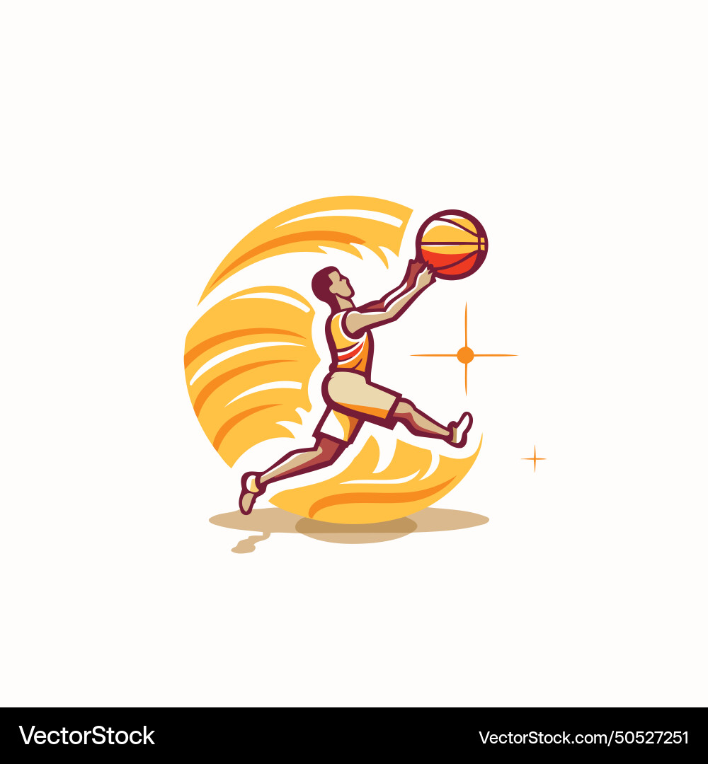 Basketball player with ball logo design template Vector Image