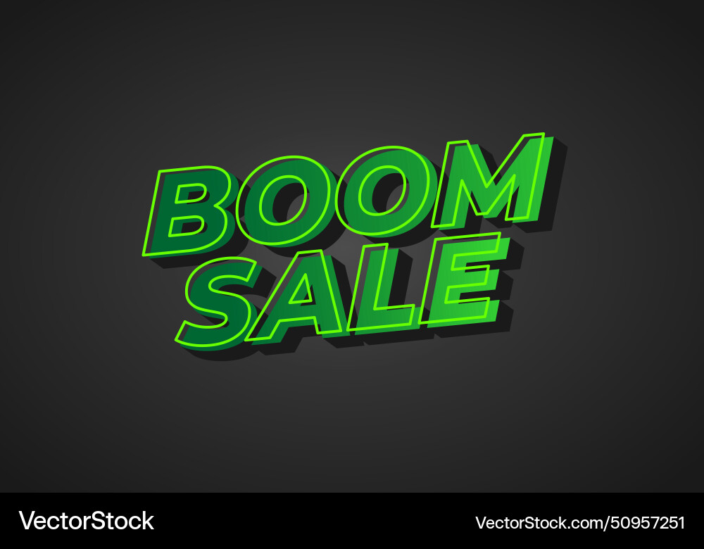 Boom sale text effect in eye catching color Vector Image