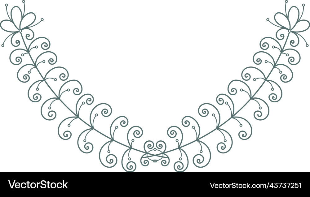 Curled line floral ornament element wedding decor Vector Image