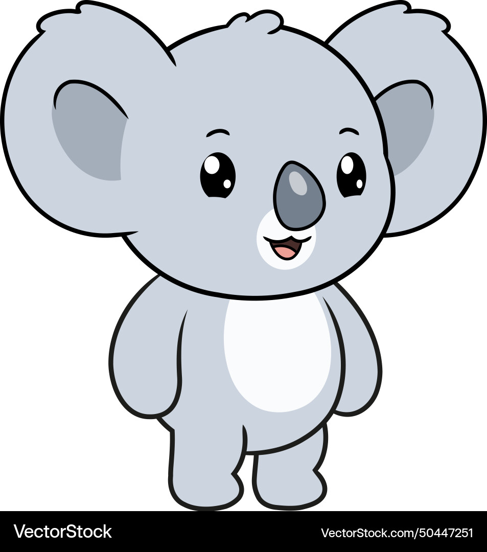 Cute smiling koala standing on white background Vector Image