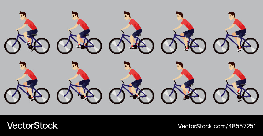 Cycling or riding animation icon set sprite sheet Vector Image