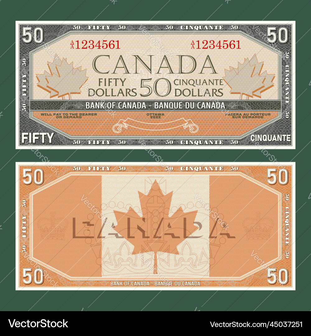 Fictional Canadian Banknote - Fifty Dollar Note Vector Image