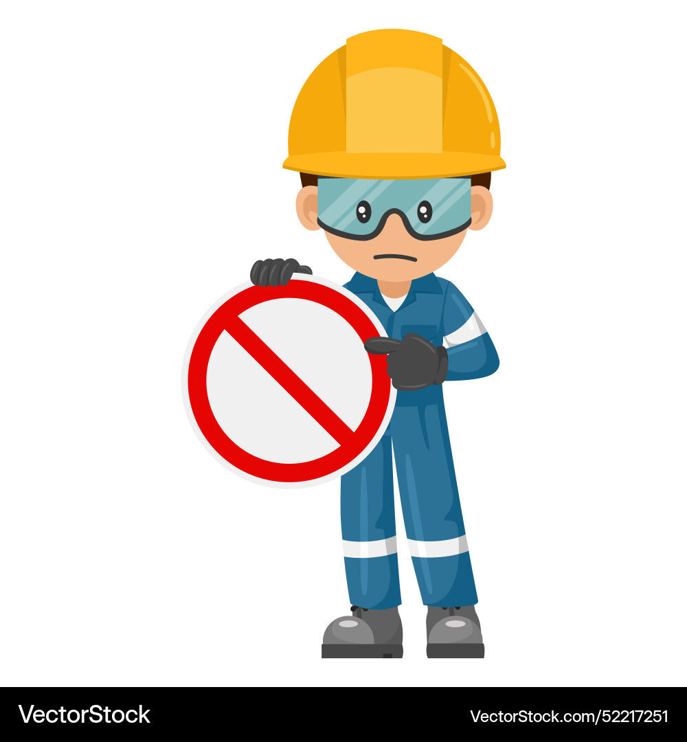 Industrial mechanic worker with prohibited sign Vector Image
